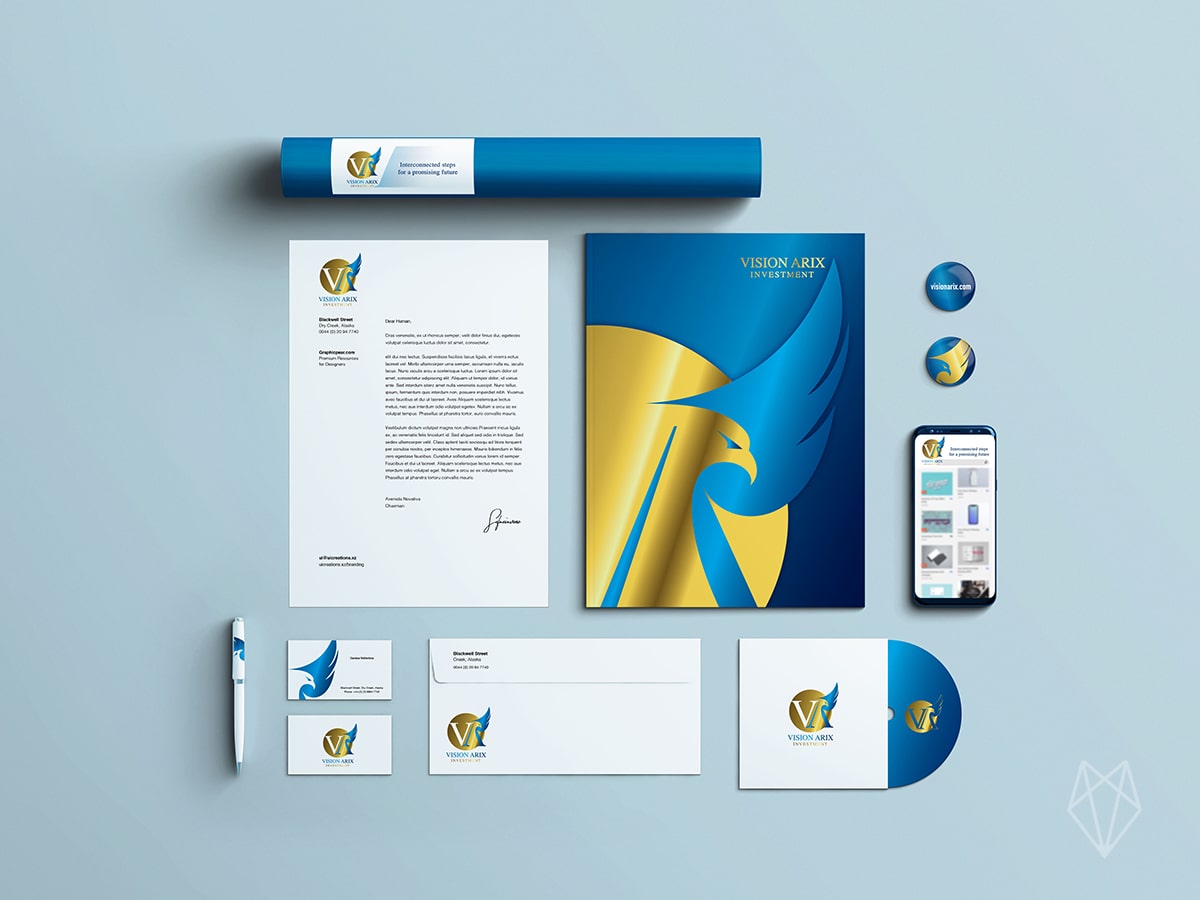 Vision Arix Investment, Logo & Corporate Identity, ARTWOLV Graphics